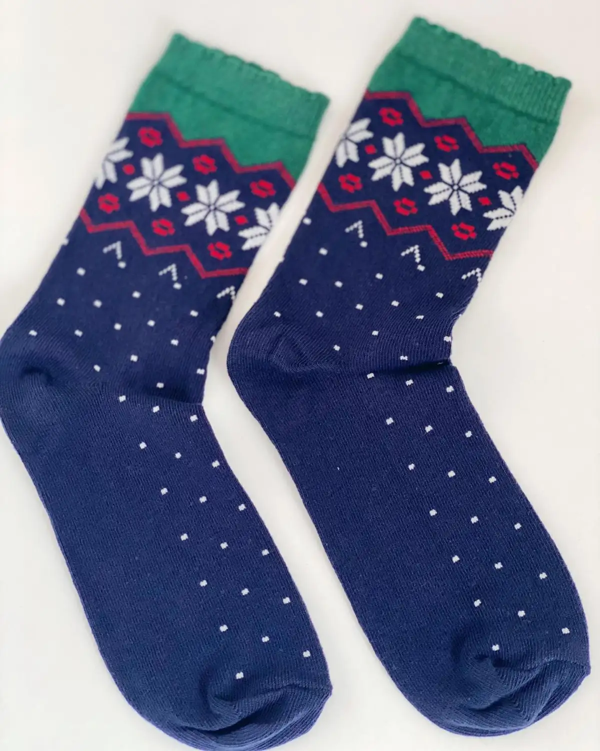 Yılbaşı Çorap Kar Tanesi Desenli Lacivert Yeni Yıl Çorabı - Bikutumutluluk