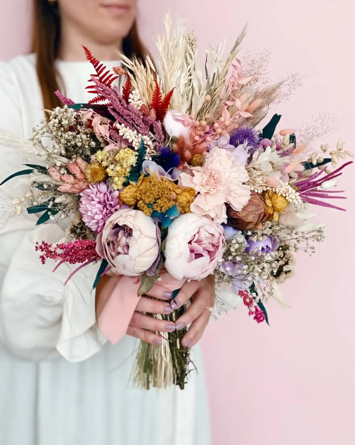 Roma Gelin Buketi Çiçeği ve Damat Yaka Çiçeği Lila Şakayık |Bikutumutluluk