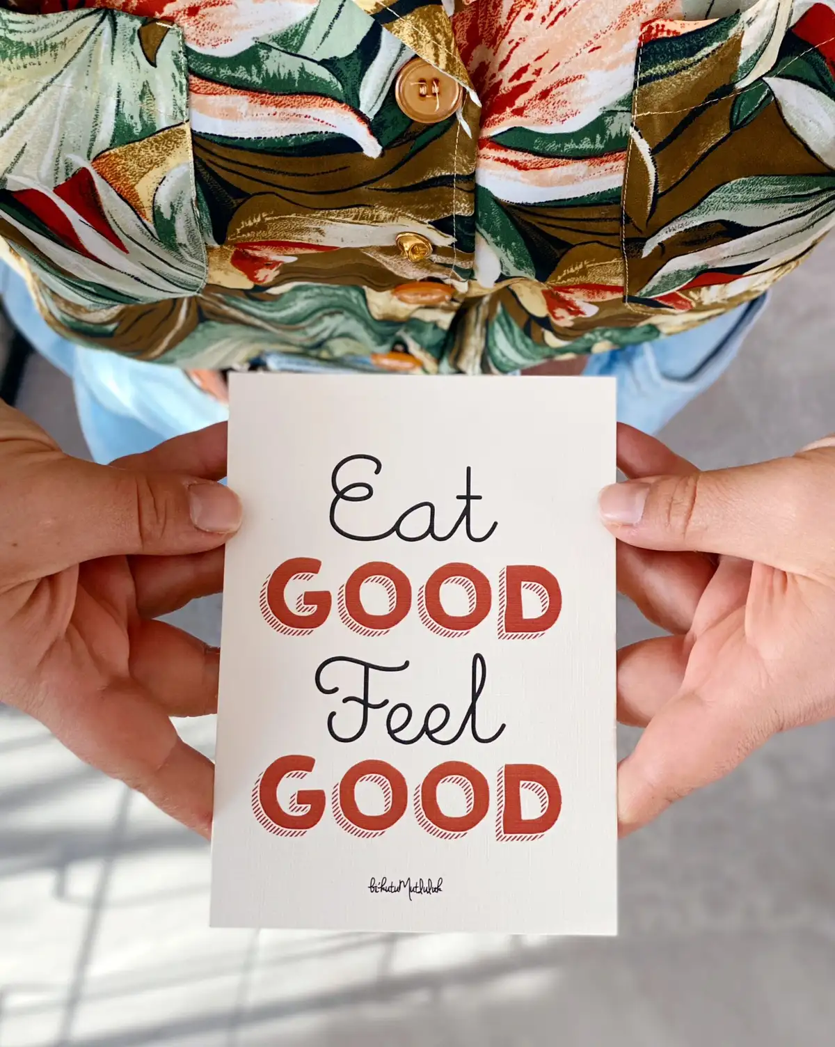 Eat Good Feel Good Motto Kartı Kartpostal - Bikutumutluluk