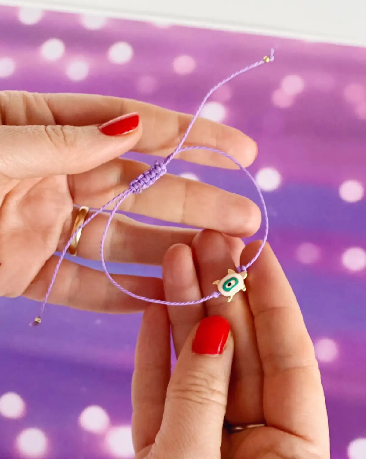 Lila Kaplumbağa Halhal Bileklik - Şans Hediyeleri