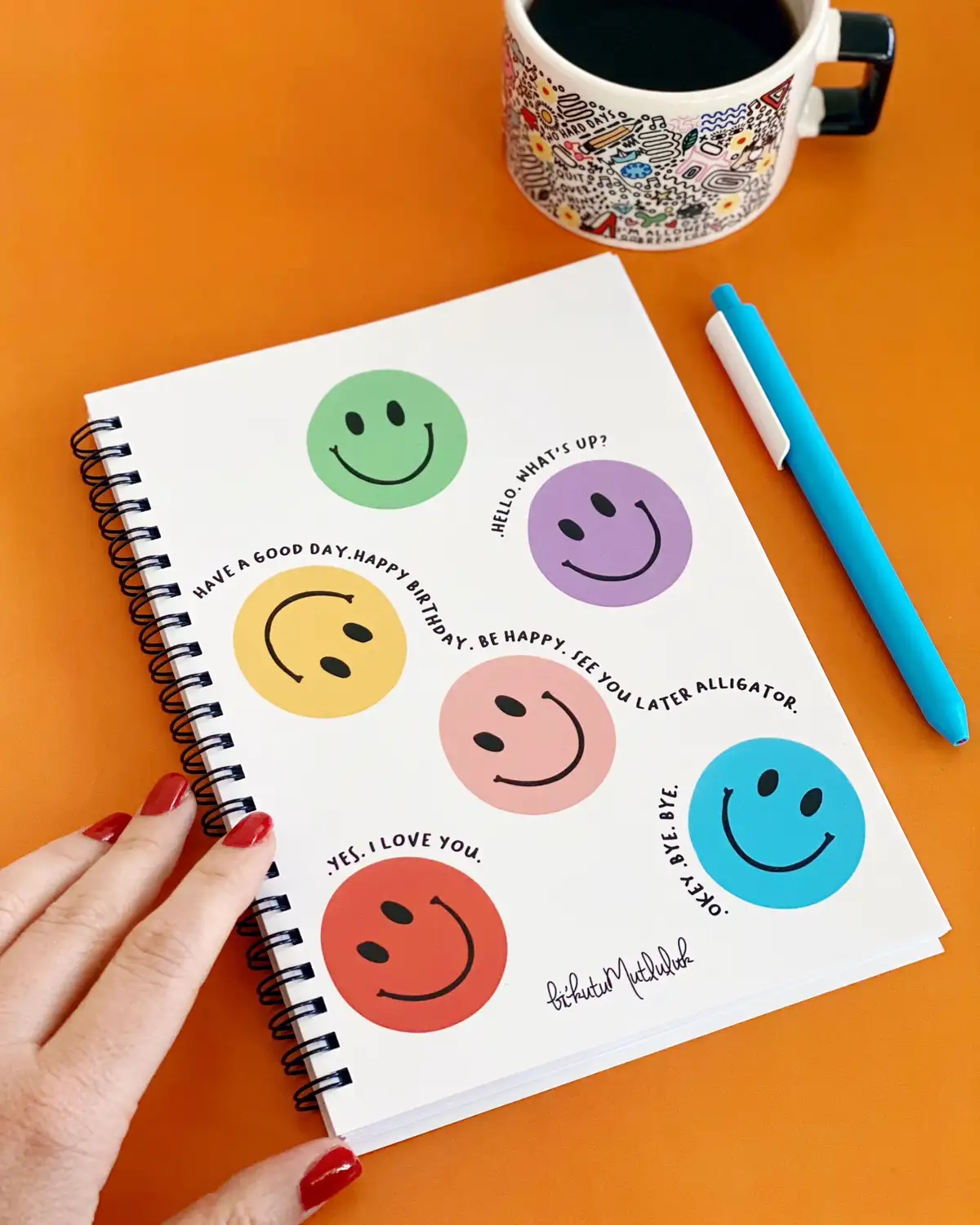 N182 Emoji Gülen Suratlar A5 Spiralli Defter - Bikutumutluluk