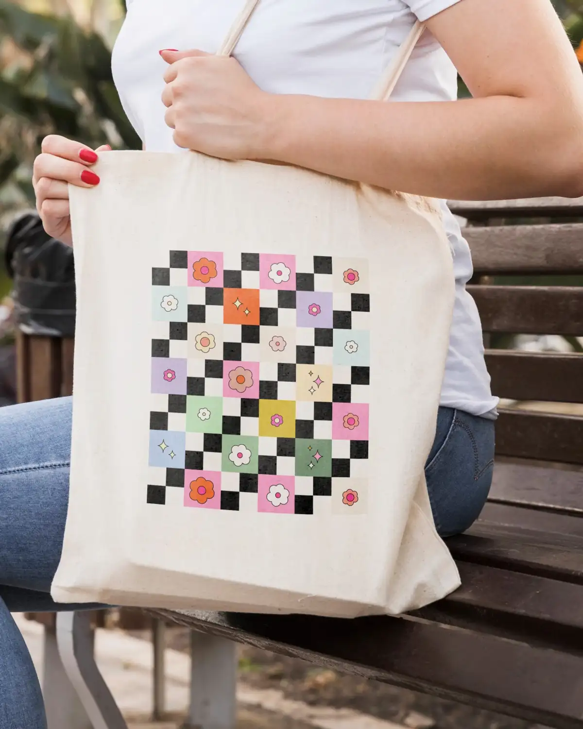 Retro Dama Pattern Bez Çanta - Bikutumutluluk