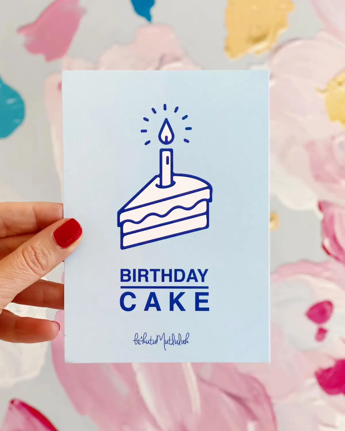 Birthday Cake Doğum Günü Kartı | Mavi "Happy Birthday" Tasarımı | Aynı ...
