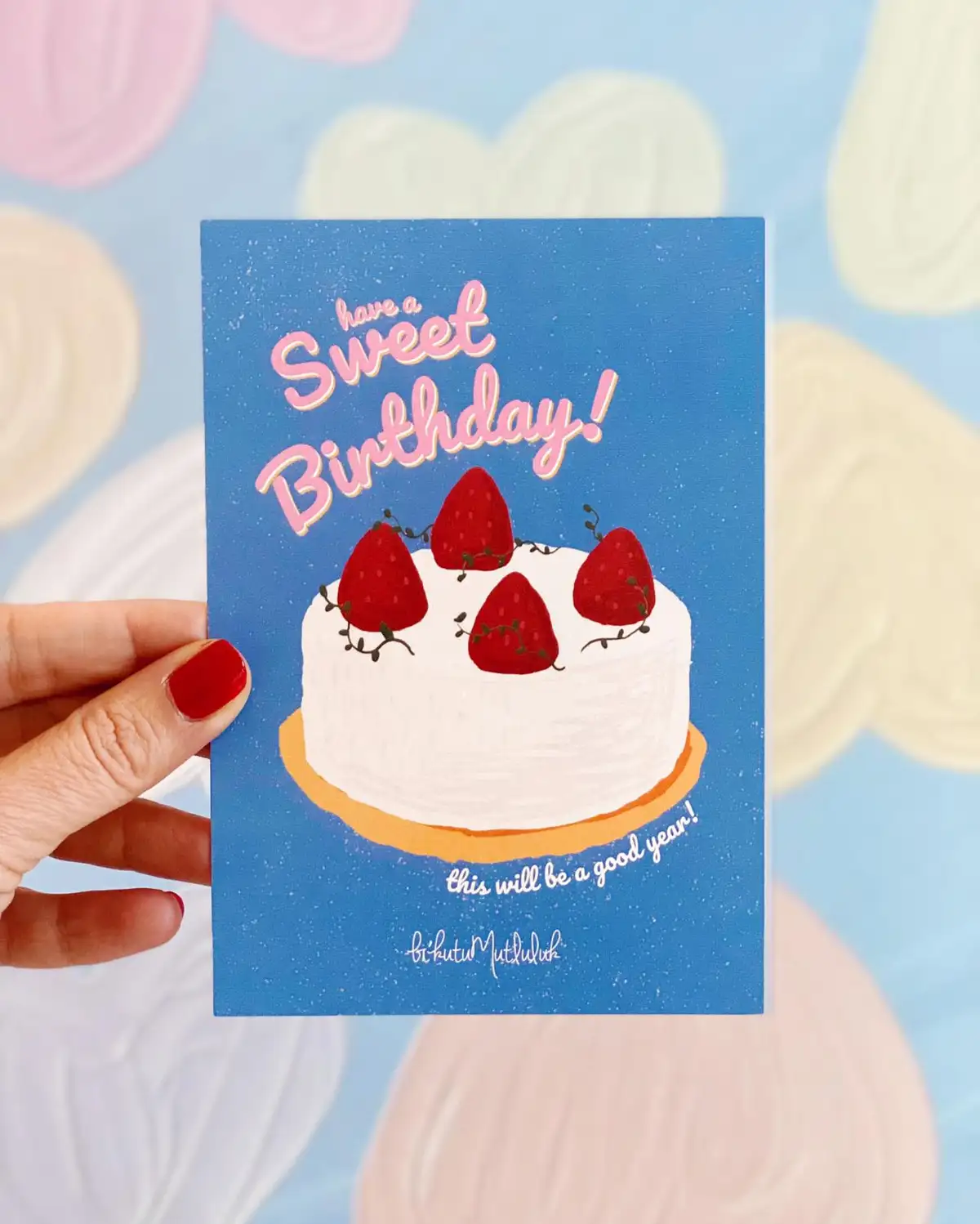 Have A Sweet Birthday Doğum Günü Kartı | Nostaljik Çilekli Pasta Temalı ...