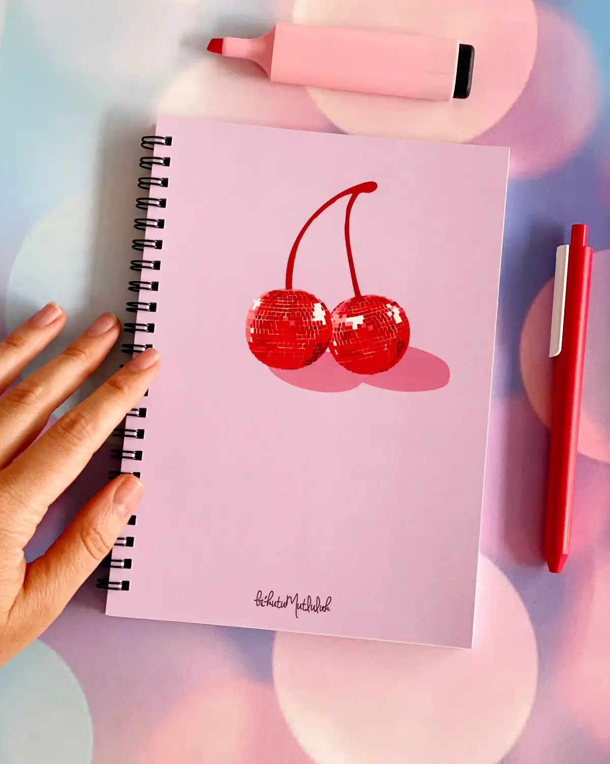 Disco Cherry A5 Spiralli Defter | Canlı ve Eğlenceli Tasarımlı Defter