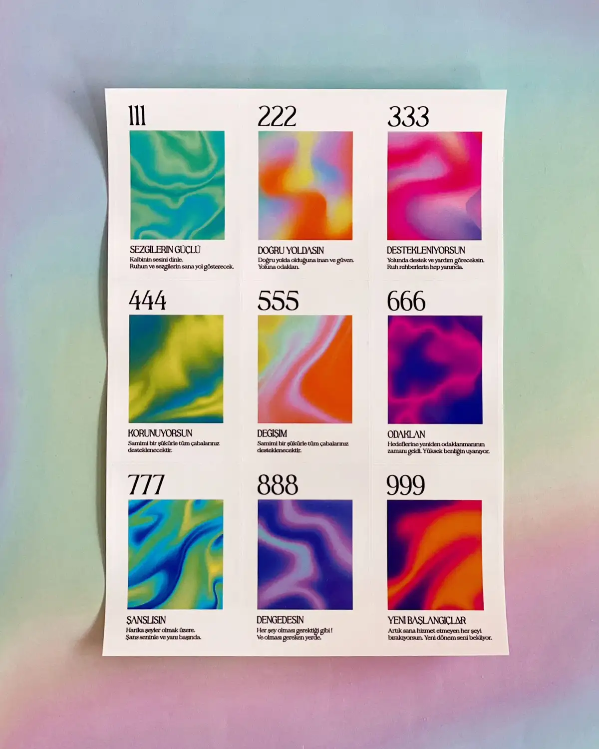 Manifest 777 Angel Numbers Sticker Seti - Bikutumutluluk