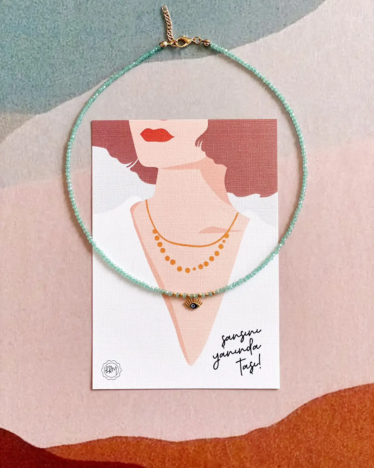 Mint Boncuklu Şanslı Göz Kolye | Genç Kıza Özel Şık ve Anlamlı Hediye