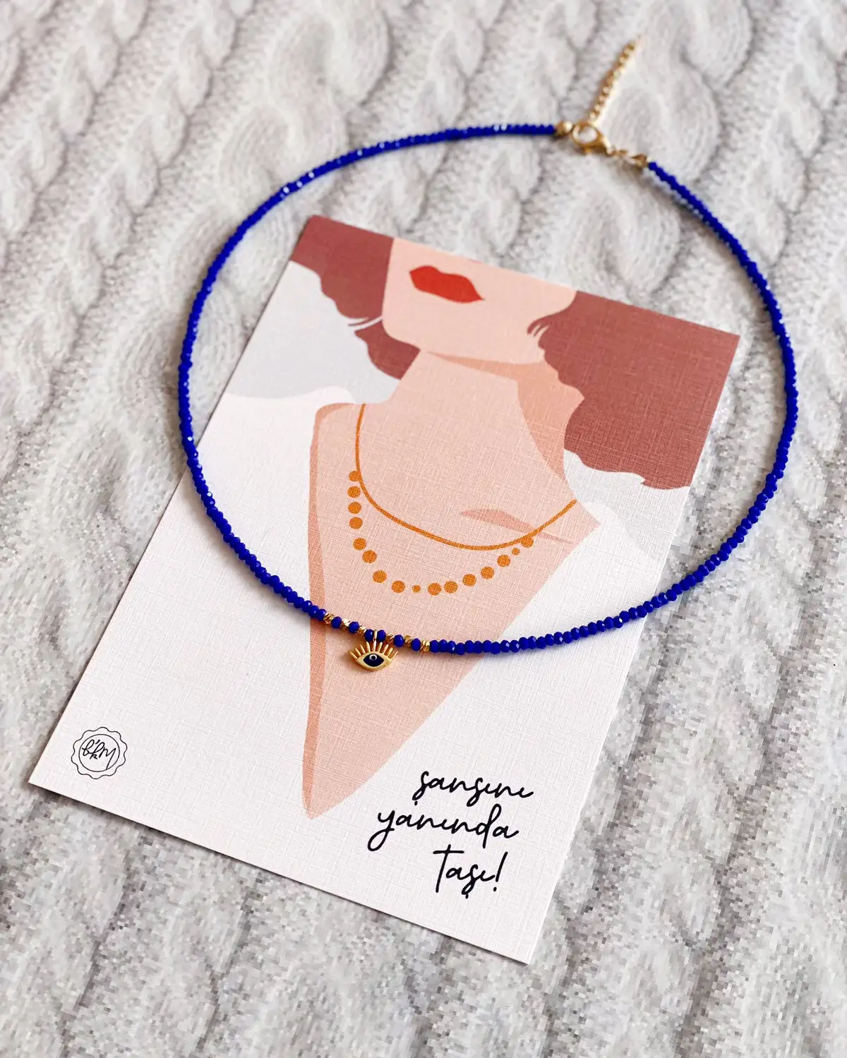 Lacivert Boncuklu Şanslı Göz Kolye | Şık Hediye ve Şans Sembolü