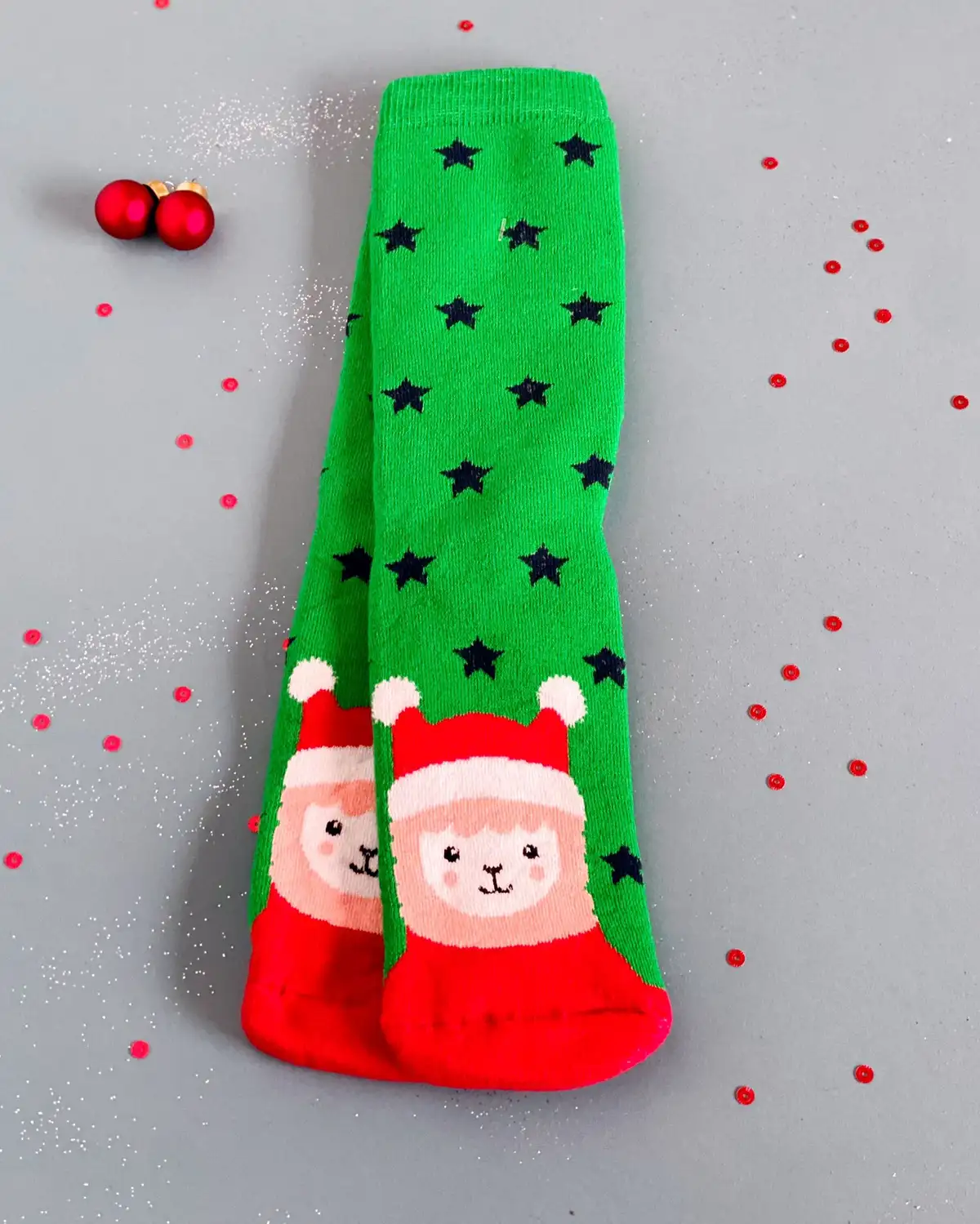 Lamalı Yıldızlı Yılbaşı Çorabı - Yılbaşı Hediyesi