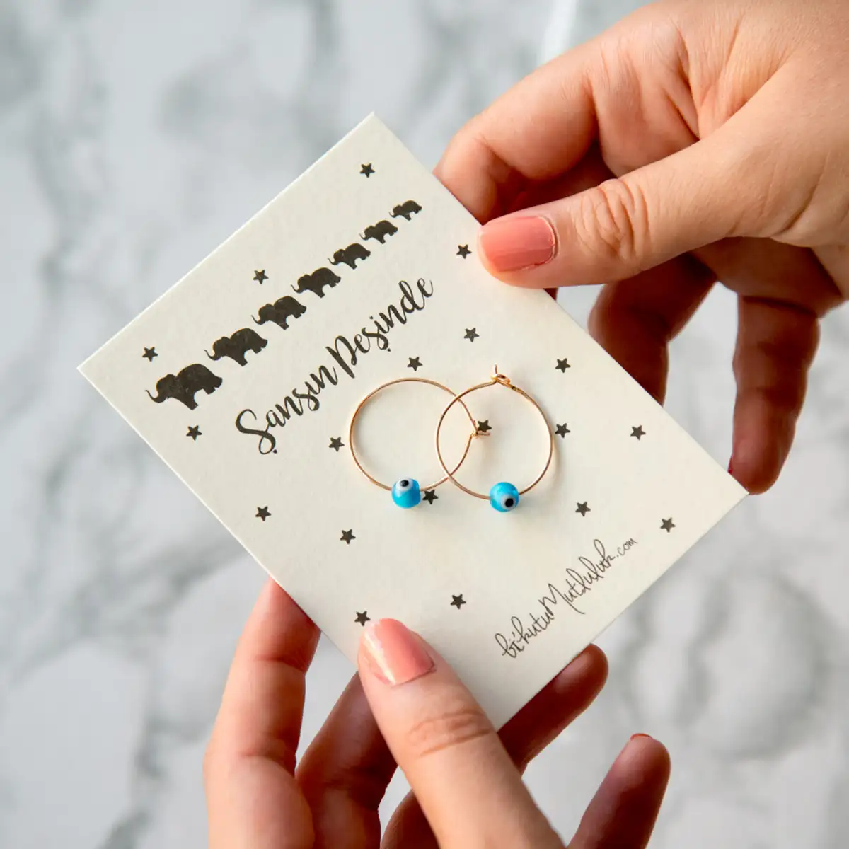 Nazar Boncuklu Halka Küpe - Bikutumutluluk