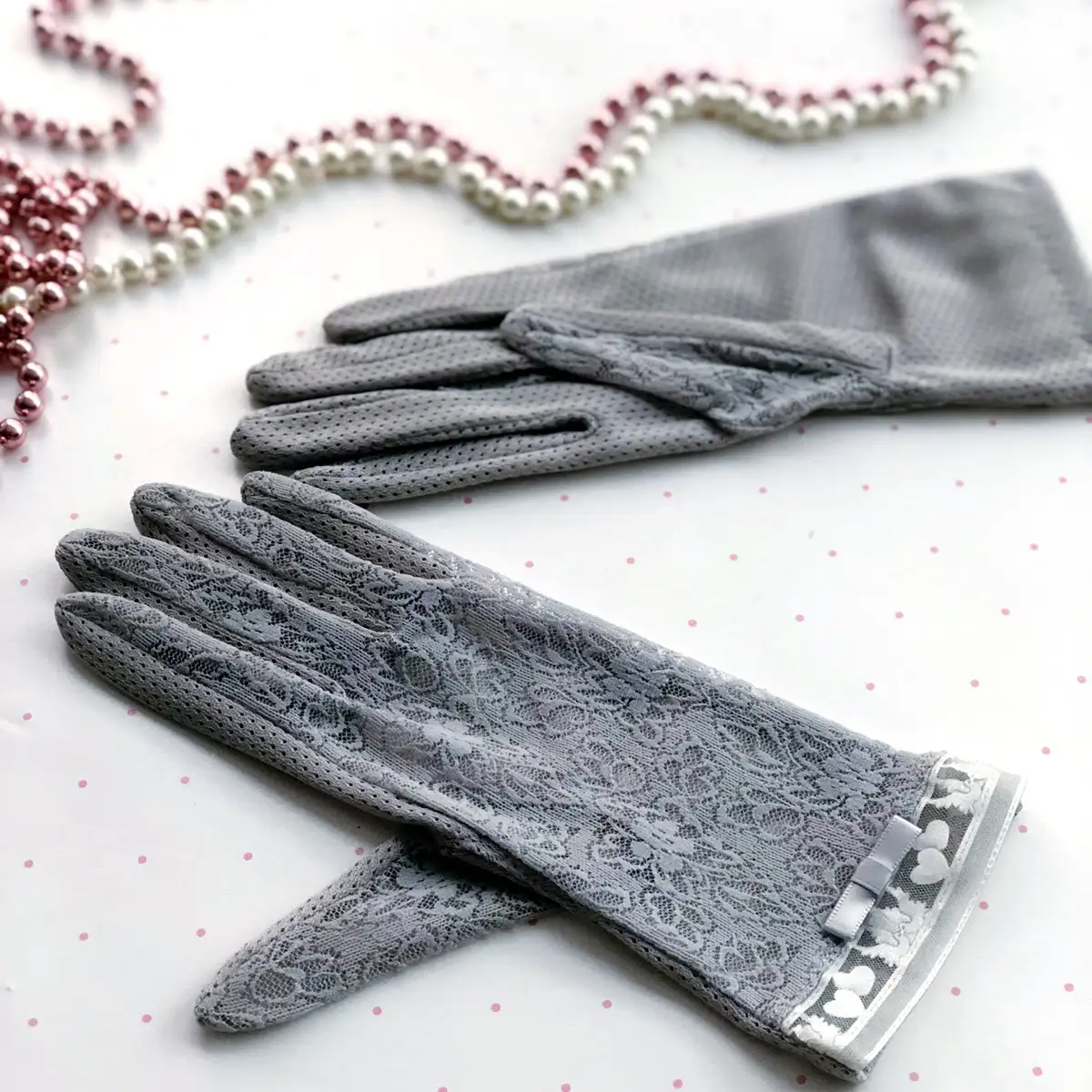soft renkler Dantel Eldiven ( Gri ) - Bikutumutluluk