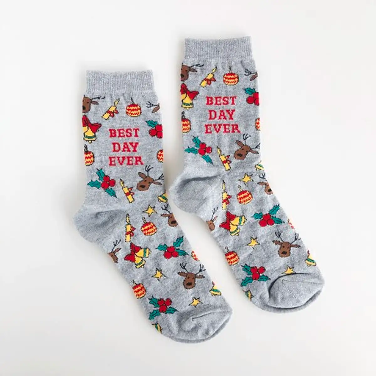 Yılbaşı Çorabı | Best Day Ever Mottolu Yazılı Gri Simli | Hediyelik ...