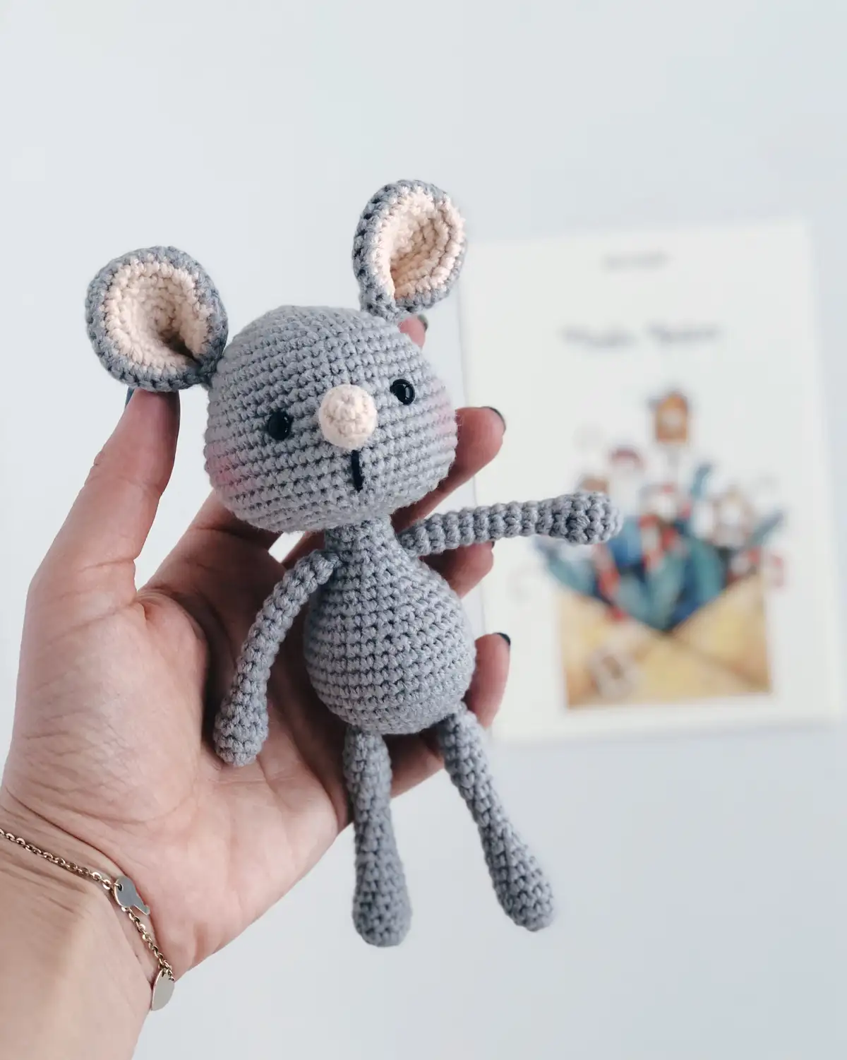 Amigurumi Krem Rengi kulaklı Gri fare - Bikutumutluluk
