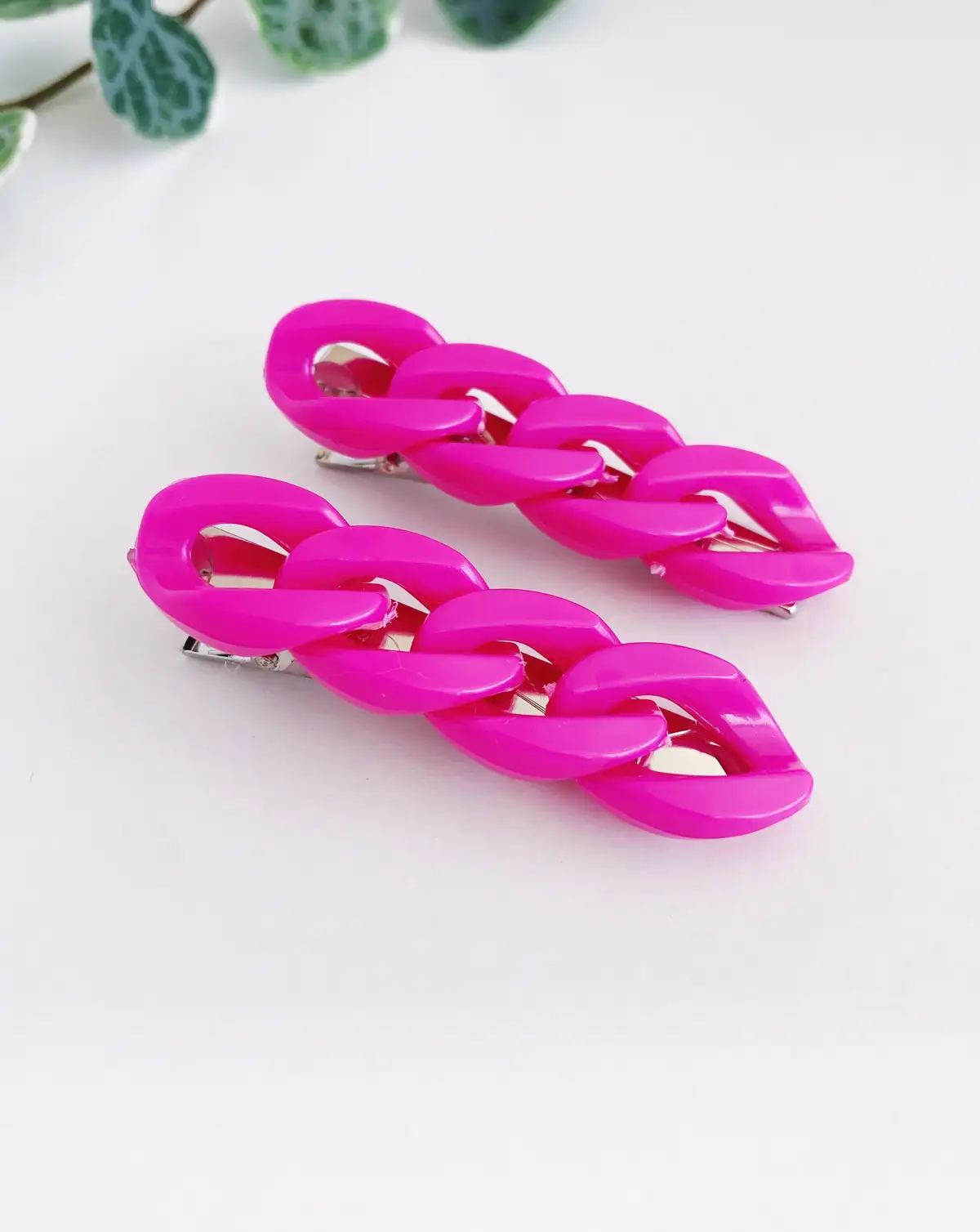 Pembe Zincir Yan Saç Tokası