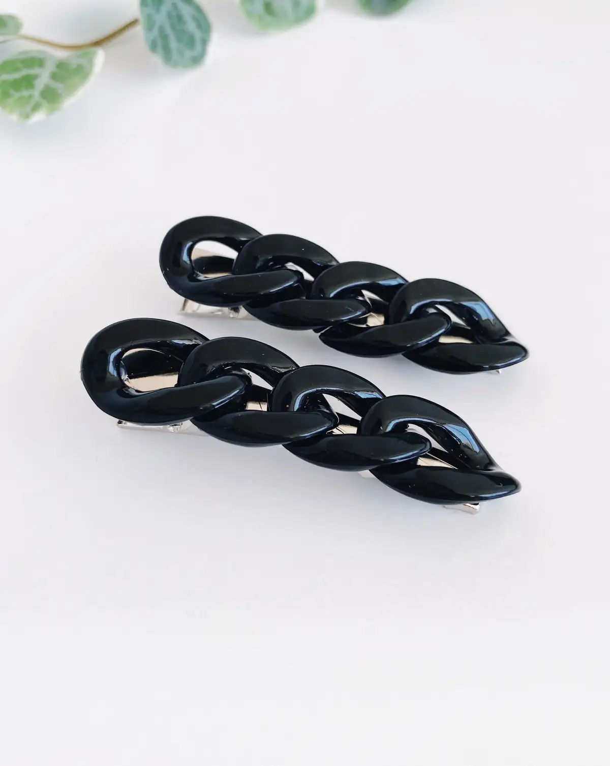 Siyah Zincir Yan Saç Tokası