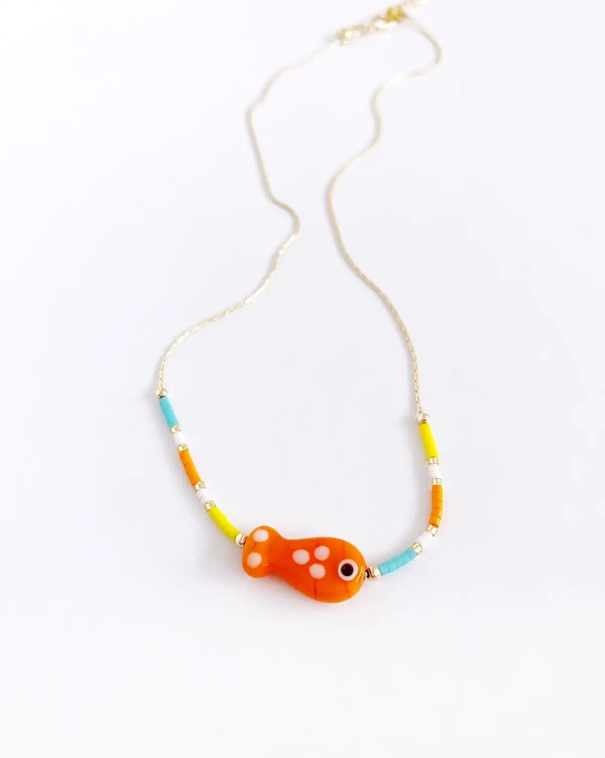Turuncu Cam Balık Kolye